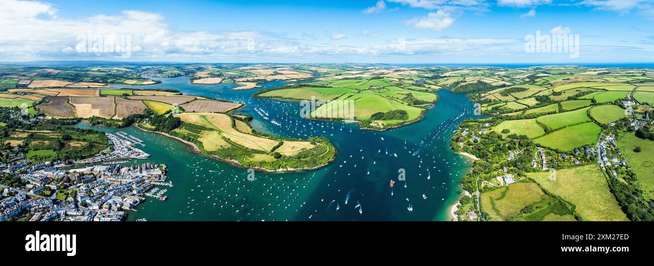 Salcombe and Mill Bay over Kingsbridge Estuary from a drone, Batson ...