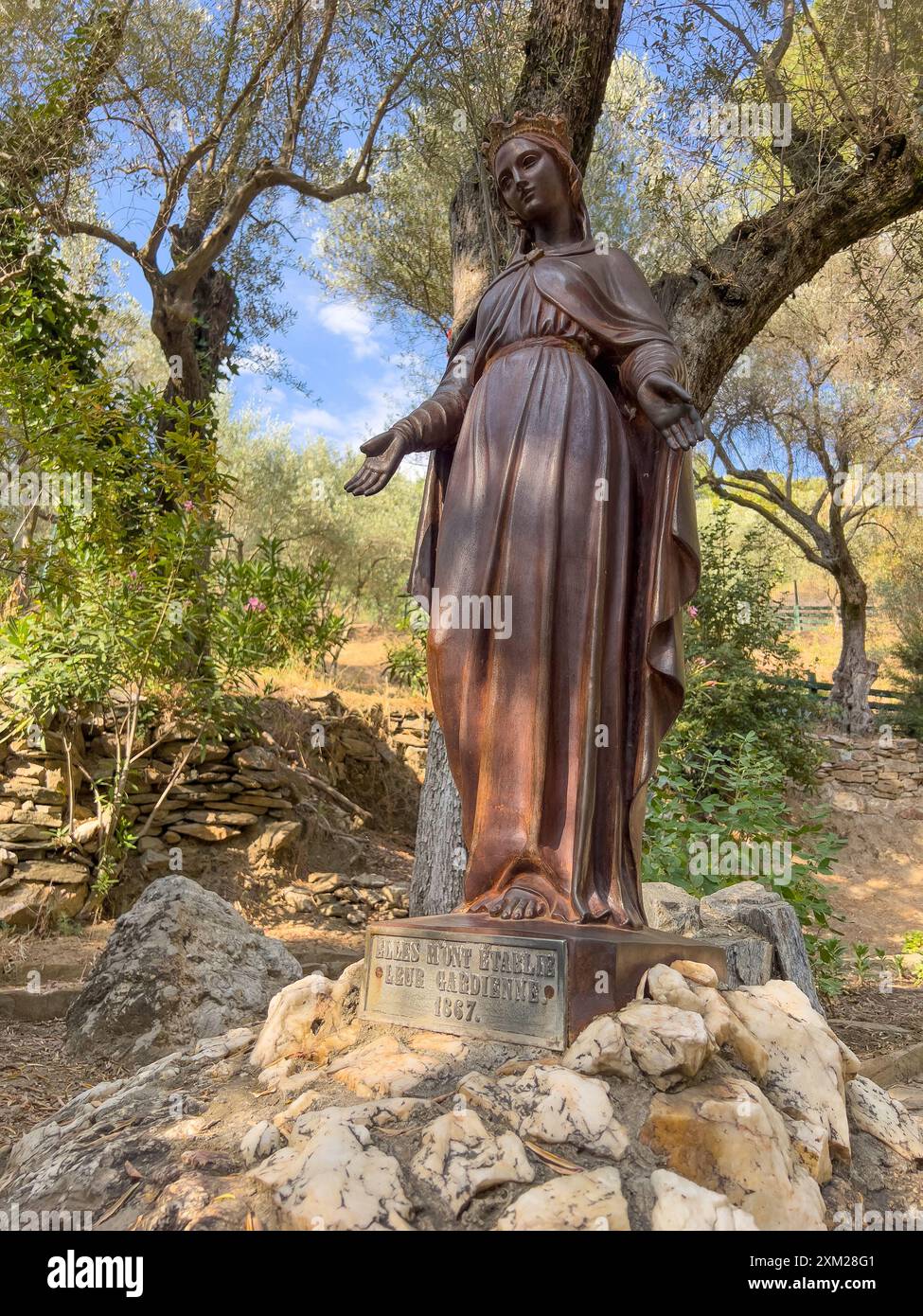 Statue of Virgin Mary in the garden of the House of Virgin Mary in ...