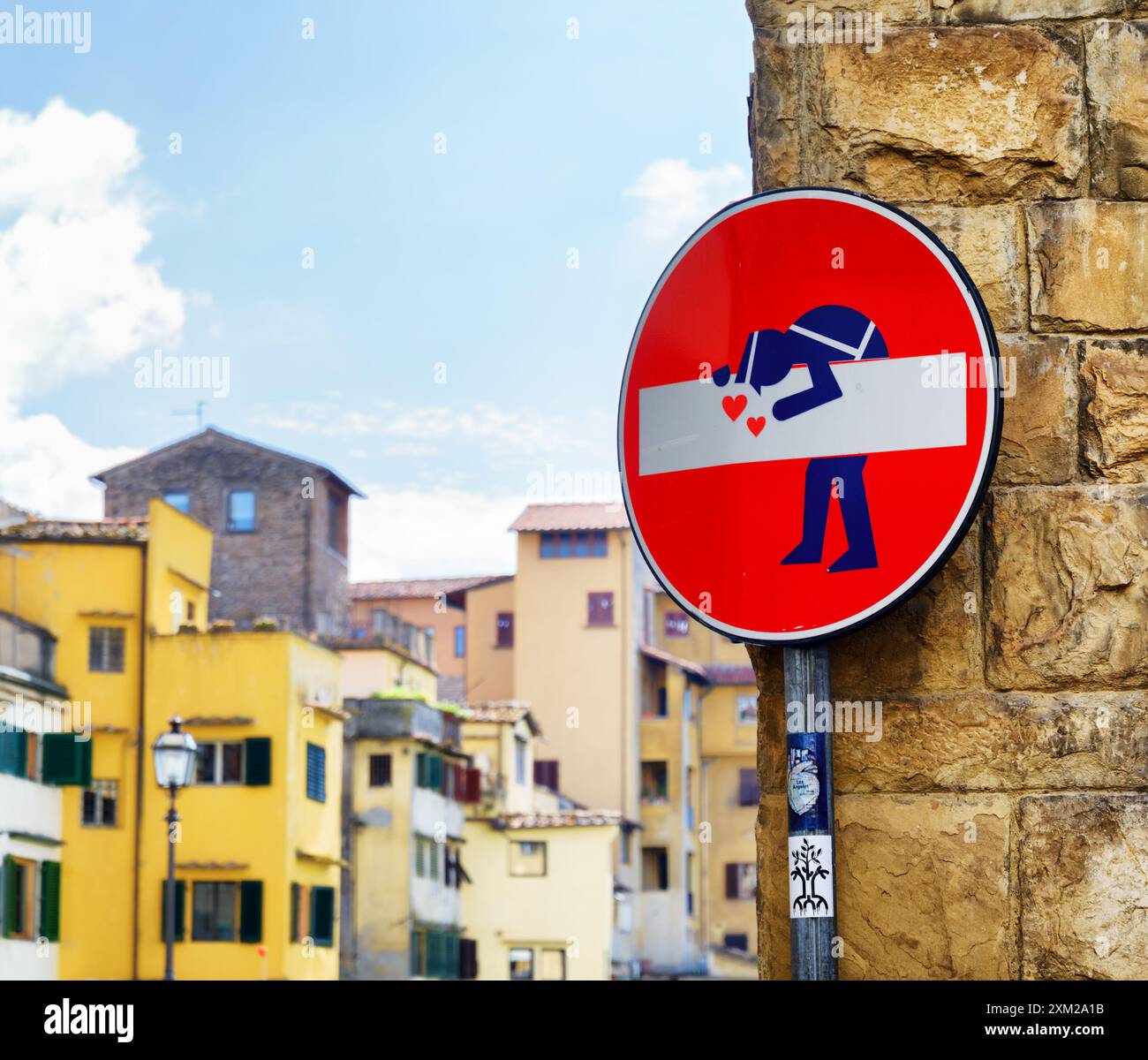 Street art by Artist Clet Abraham in Florence, Tuscany, Italy Stock ...