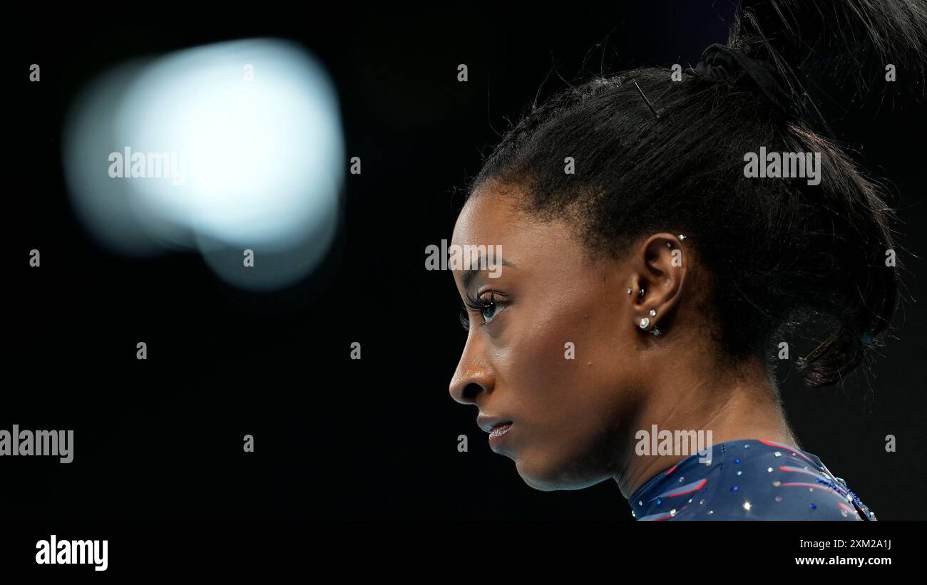 Simone Biles of the United States practices during a gymnastics ...