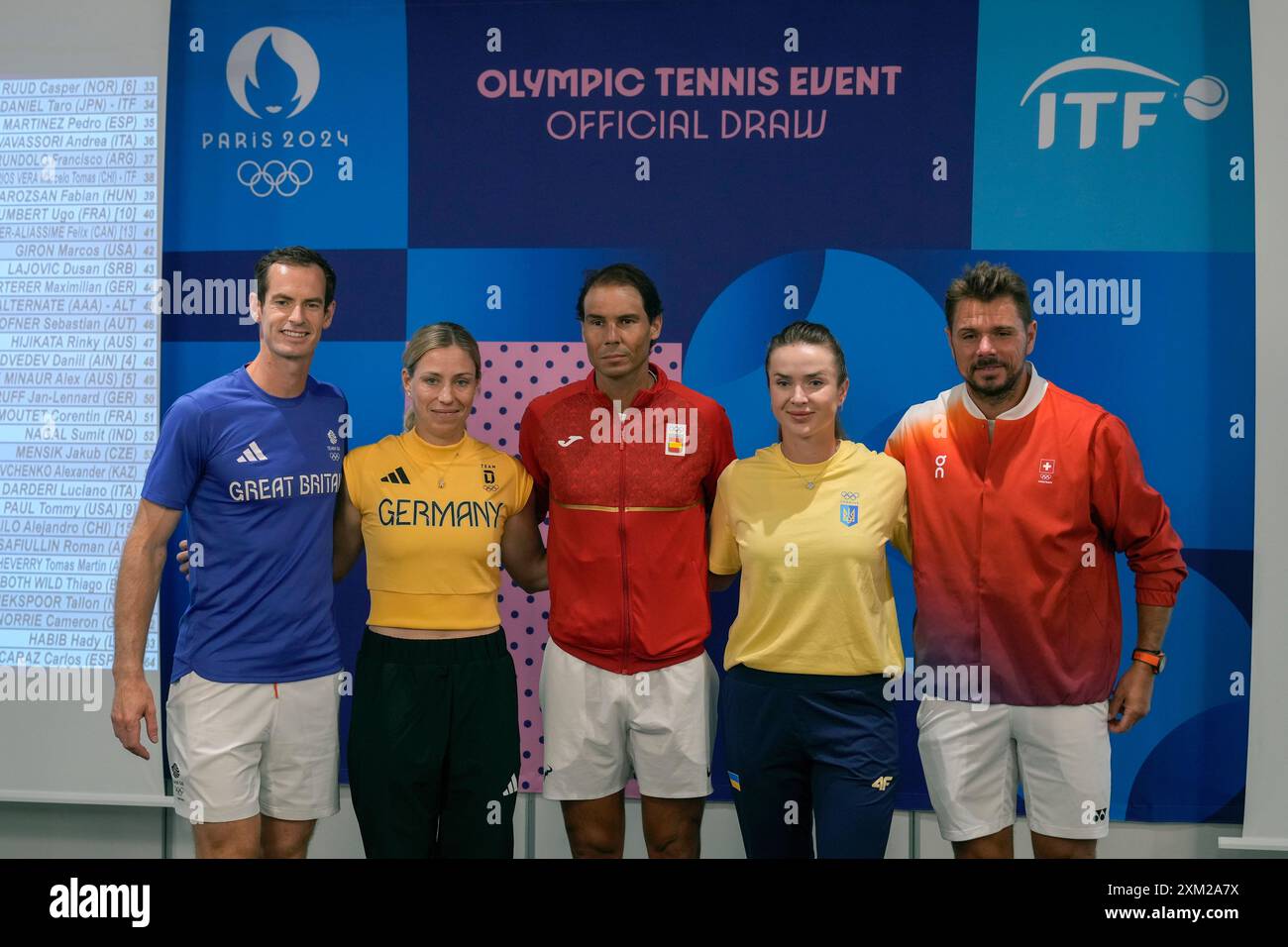 Tennis players from left, Andy Murray of Britain, Angelique Kerber of ...
