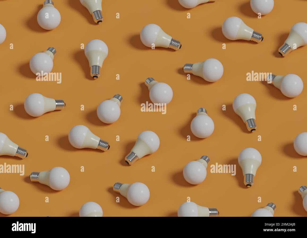 Isometric seamless pattern of LED bulbs on orange background. 3d ...