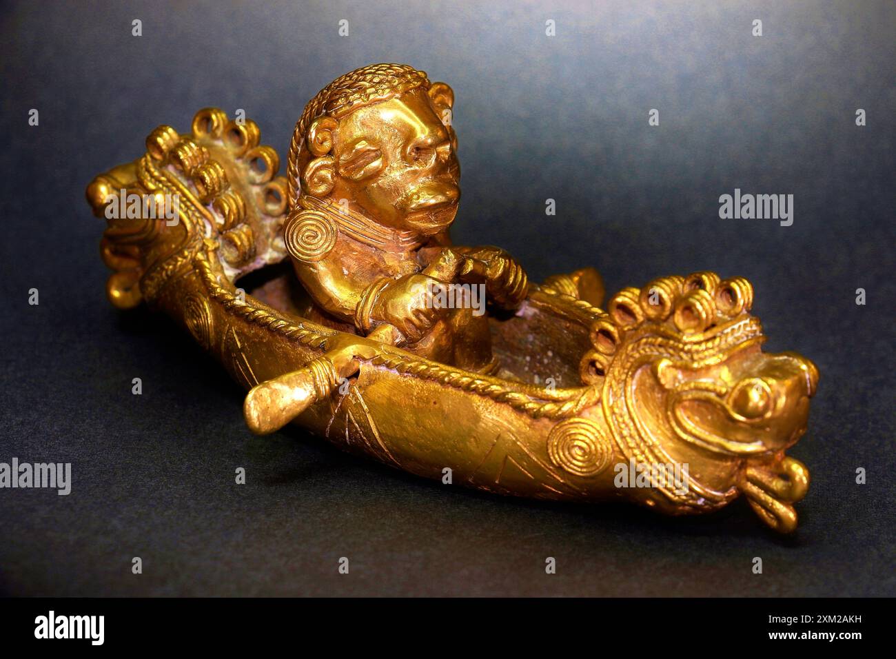 gold boot, kanu der maya mit krieger, antike tumbaga figur, hintergrund ...