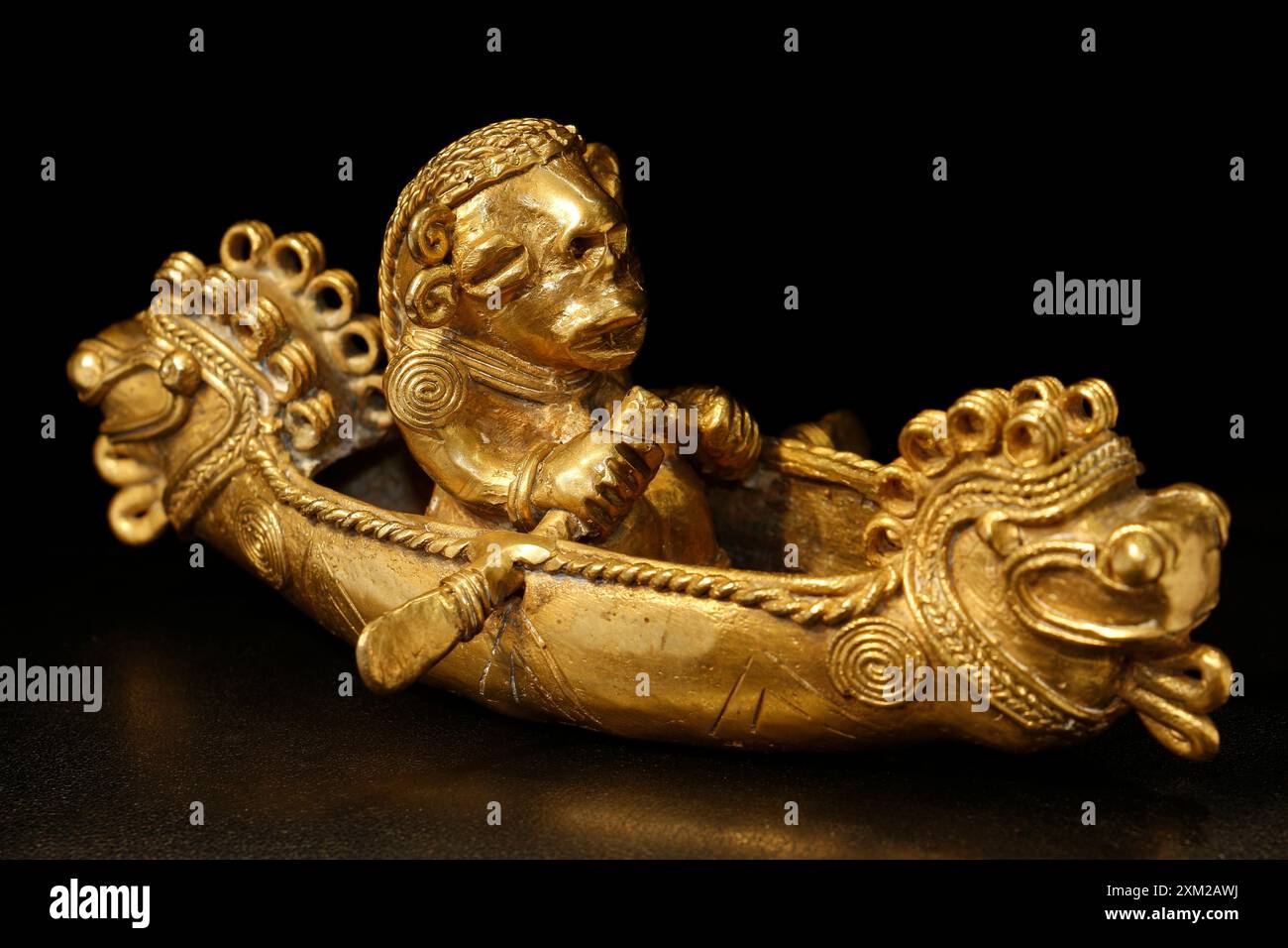 gold boot, kanu der maya mit krieger, antike tumbaga figur, hintergrund ...