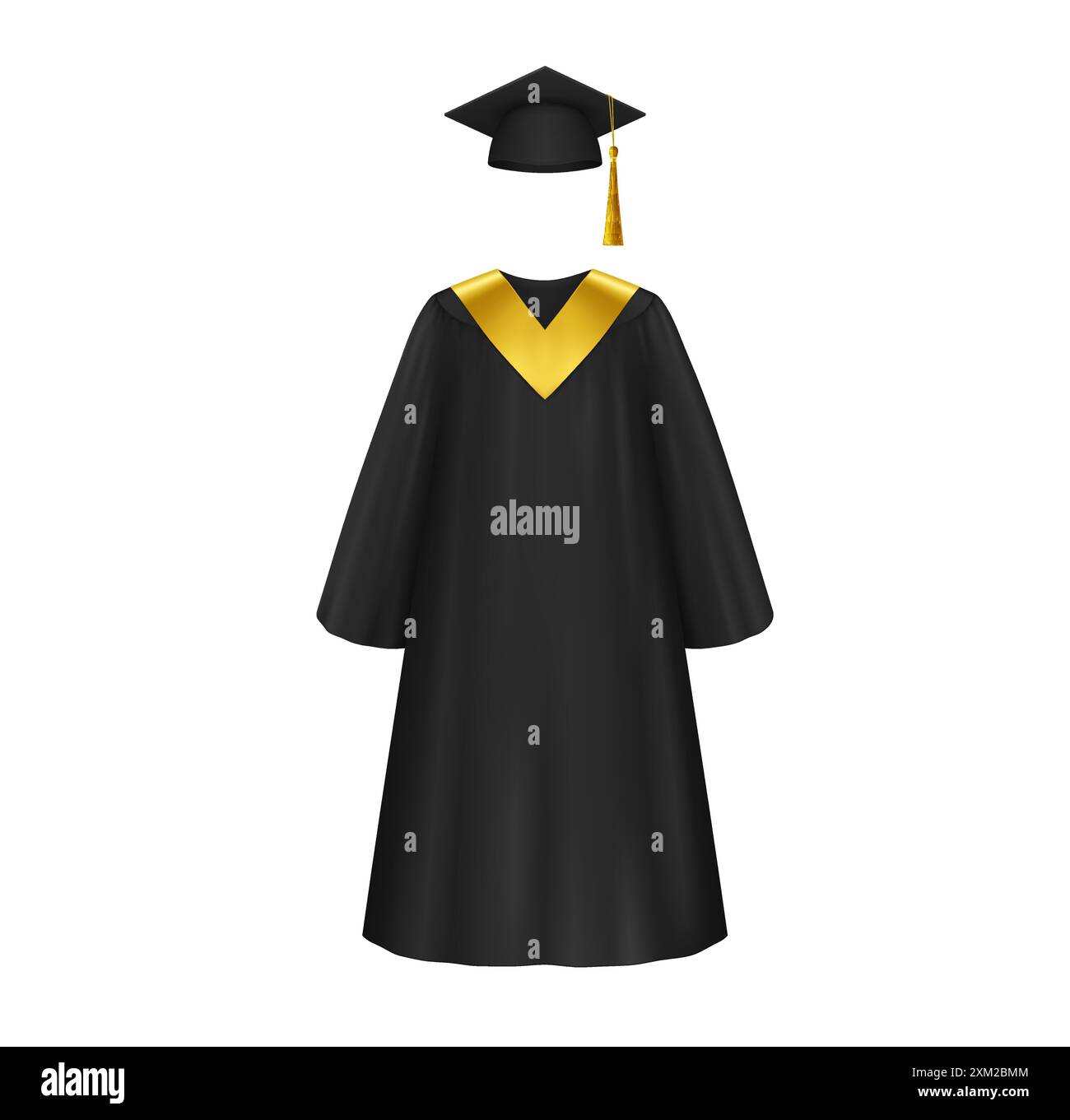 Graduation gown and cap. Isolated realistic 3d vector apparel for ...