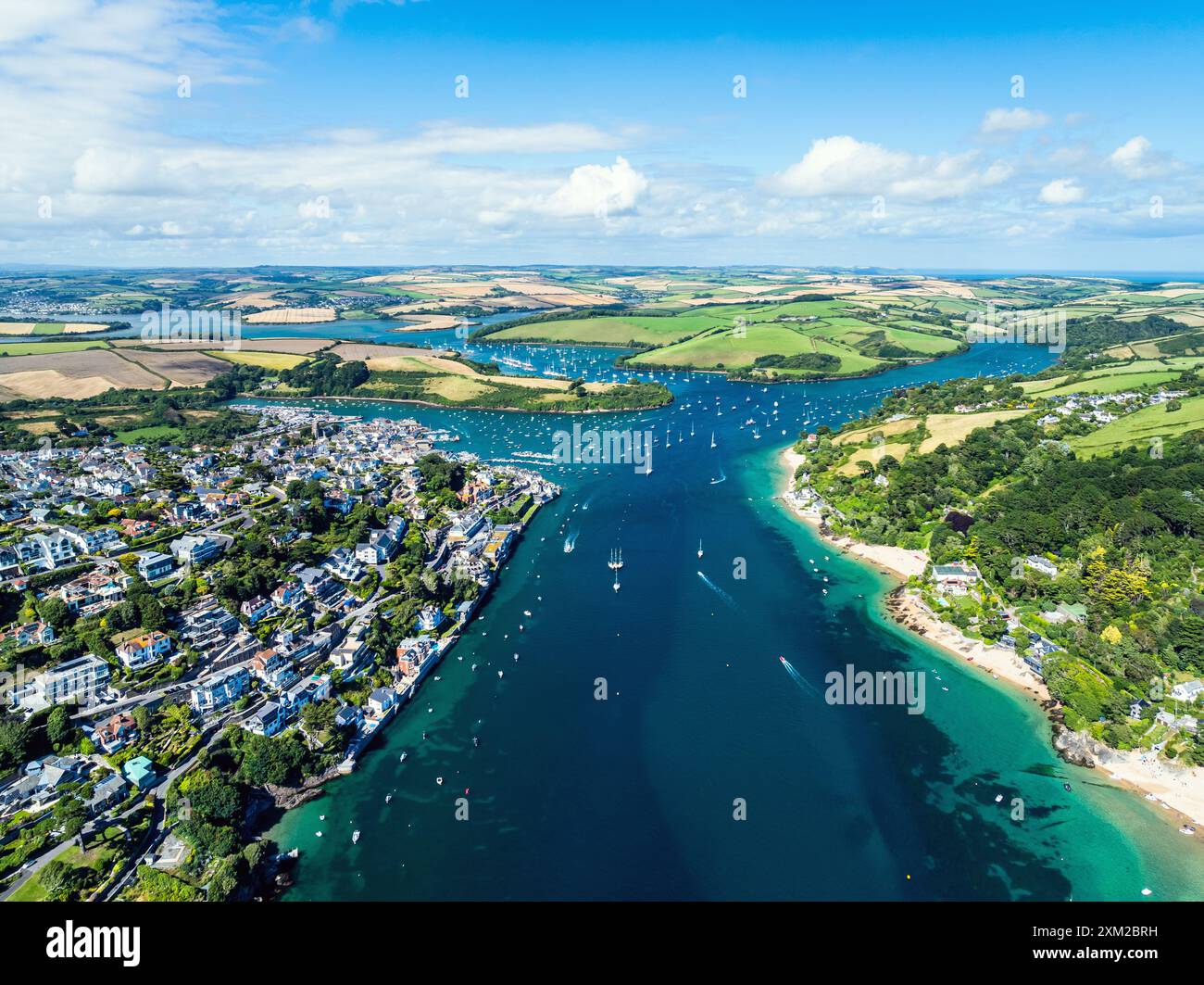 Salcombe and Mill Bay over Kingsbridge Estuary from a drone, Batson ...