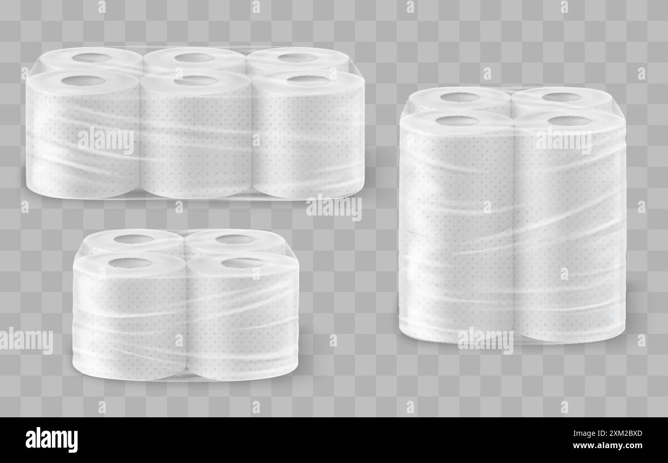Realistic toilet paper and tissue towel roll isolated 3d vector mockups ...