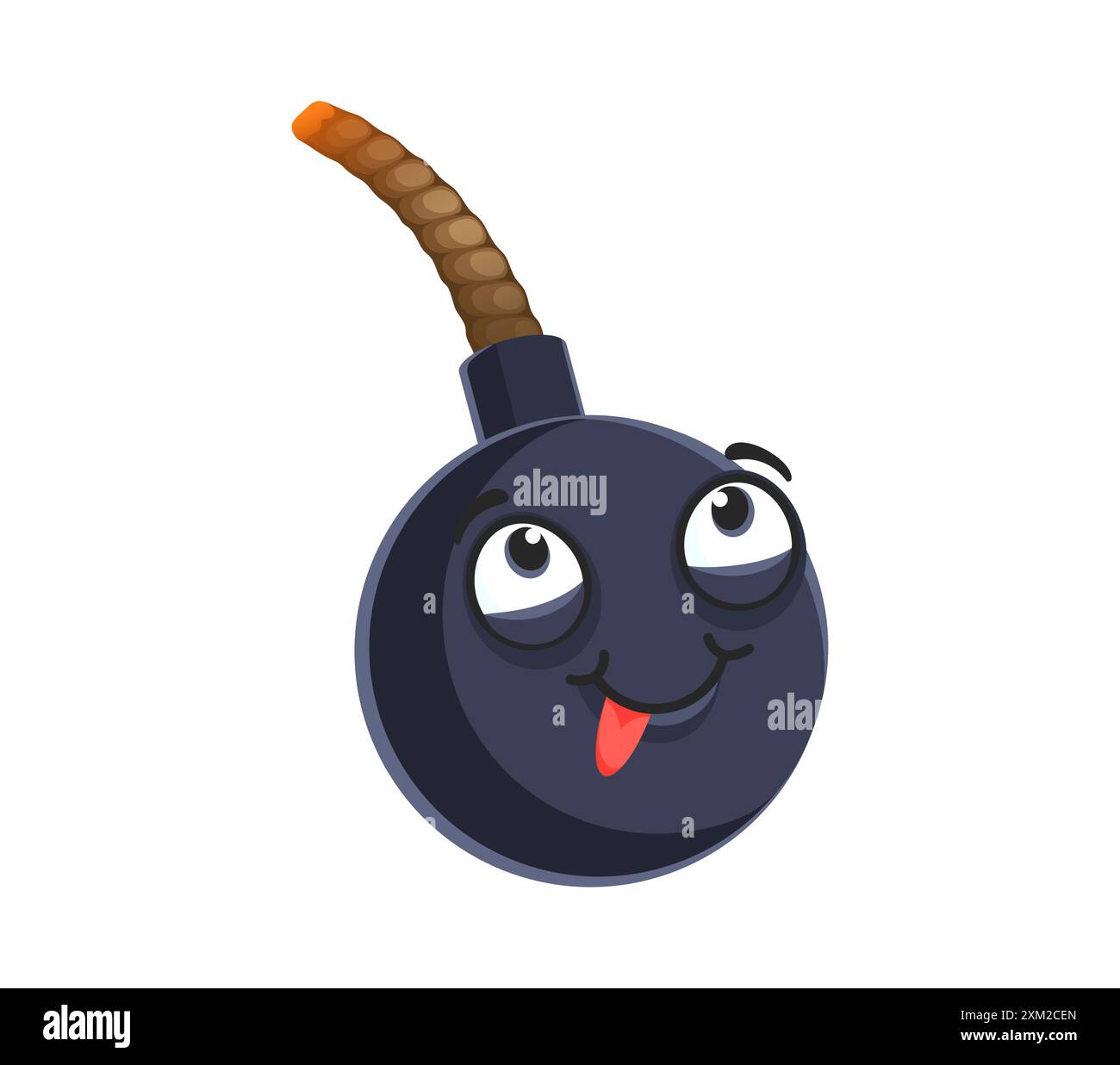 Cartoon bomb character or cannonball funny face with burning fuse ...