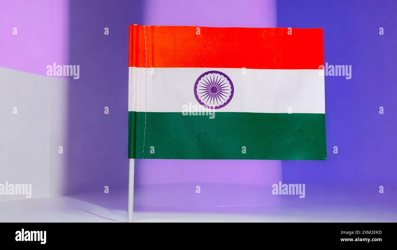 Indian Flag on Independence Day and Republic Day of India, tilt up shot ...