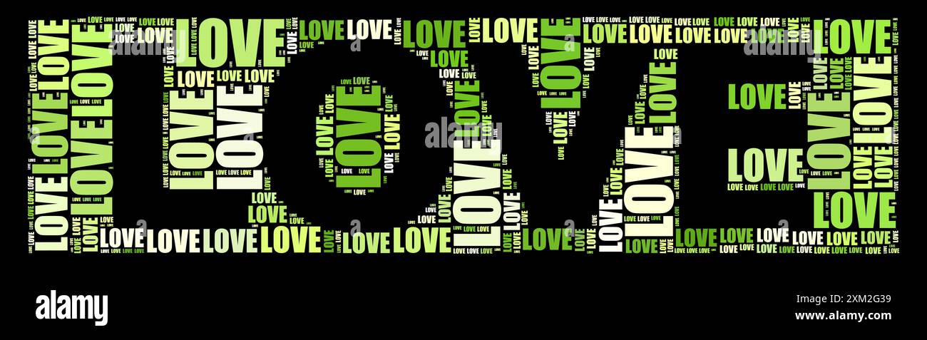 Love Word Cloud Formation green Stock Photo - Alamy