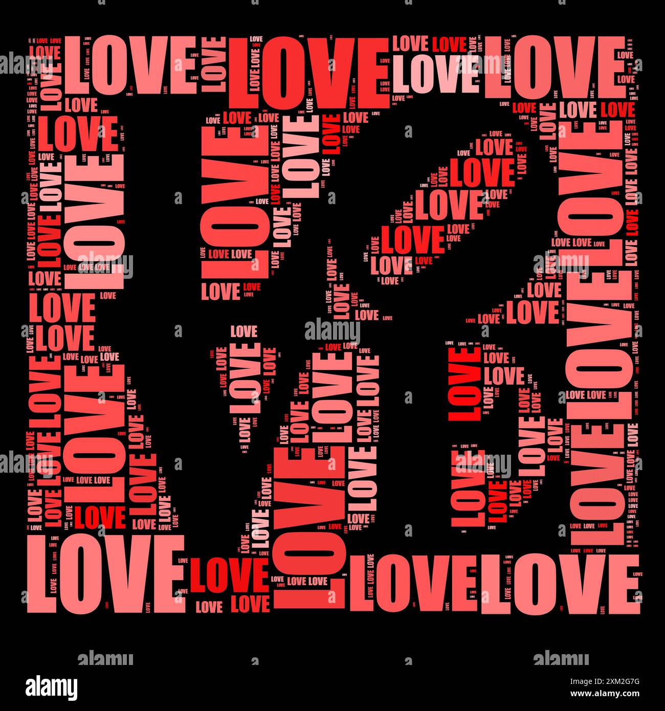 Love Word Cloud Formation red Stock Photo - Alamy