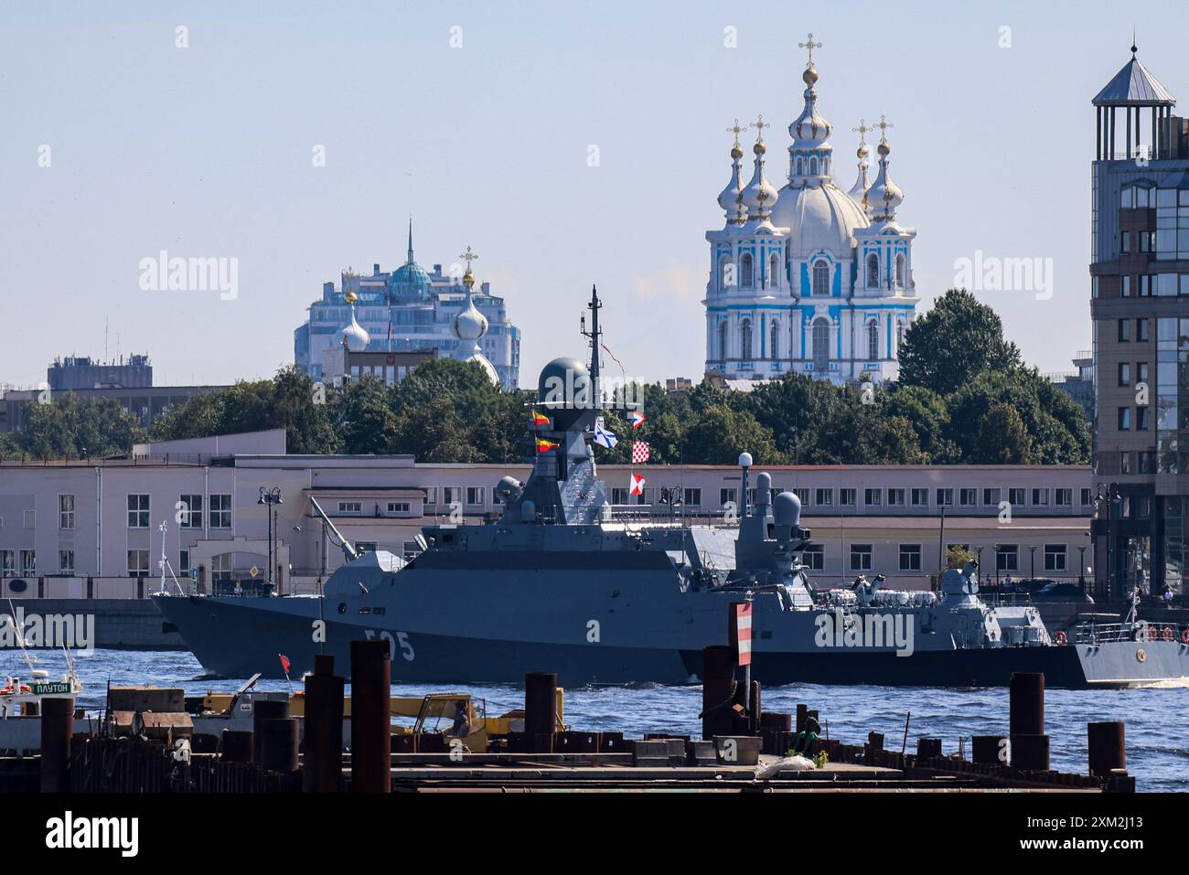 St. Petersburg, Russia. 25th July, 2024. Russian Navy ship takes part ...