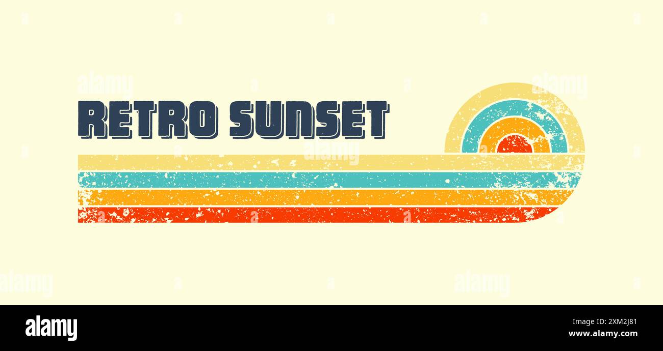 Grunge horizontal vintage sunset. Various colorful striped sunrise ...
