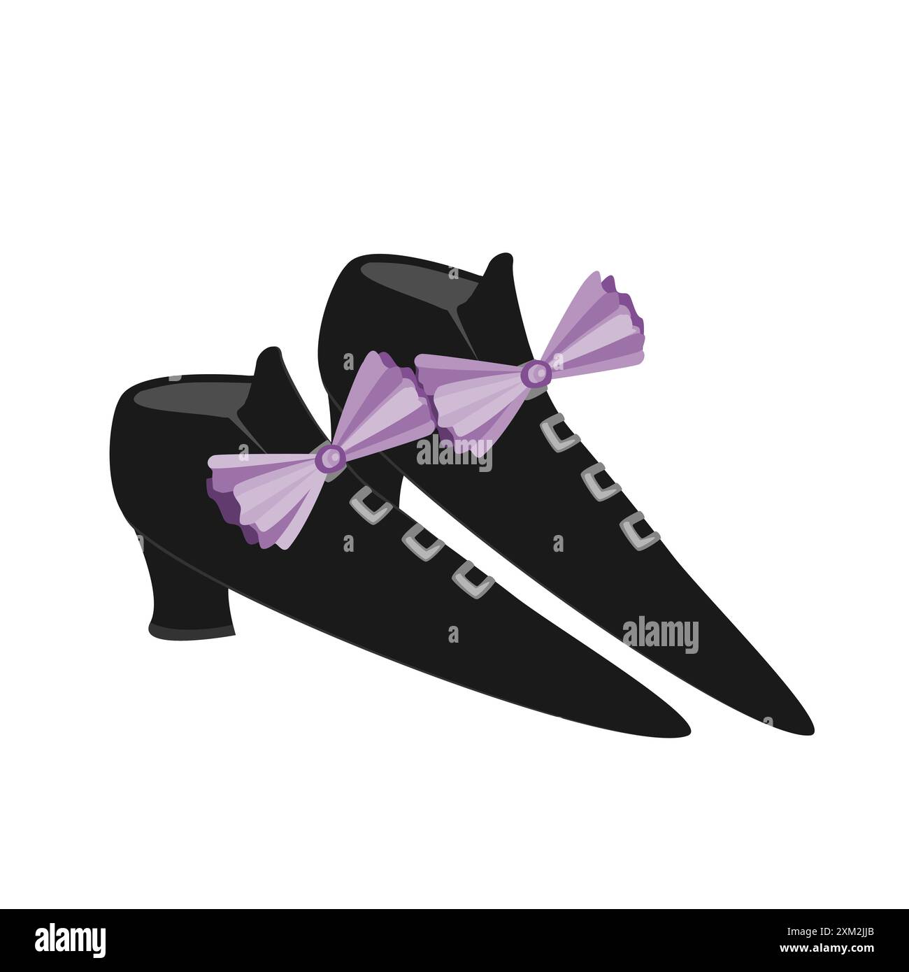 Witch black Boots with purple bows. Halloween design element. Vector ...