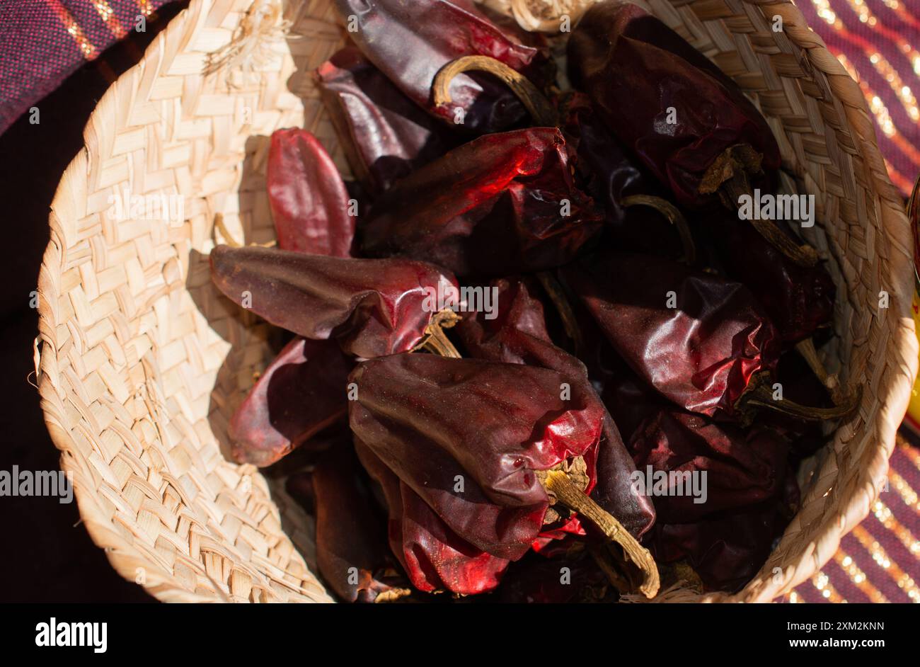 A Lot of dried Red Peppers hanging found as food background Stock Photo ...