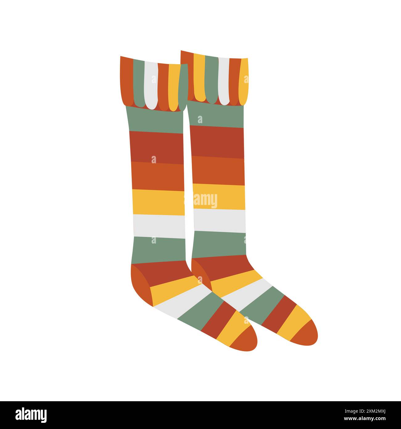 Pair of striped socks. Vector illustration isolated on a white ...