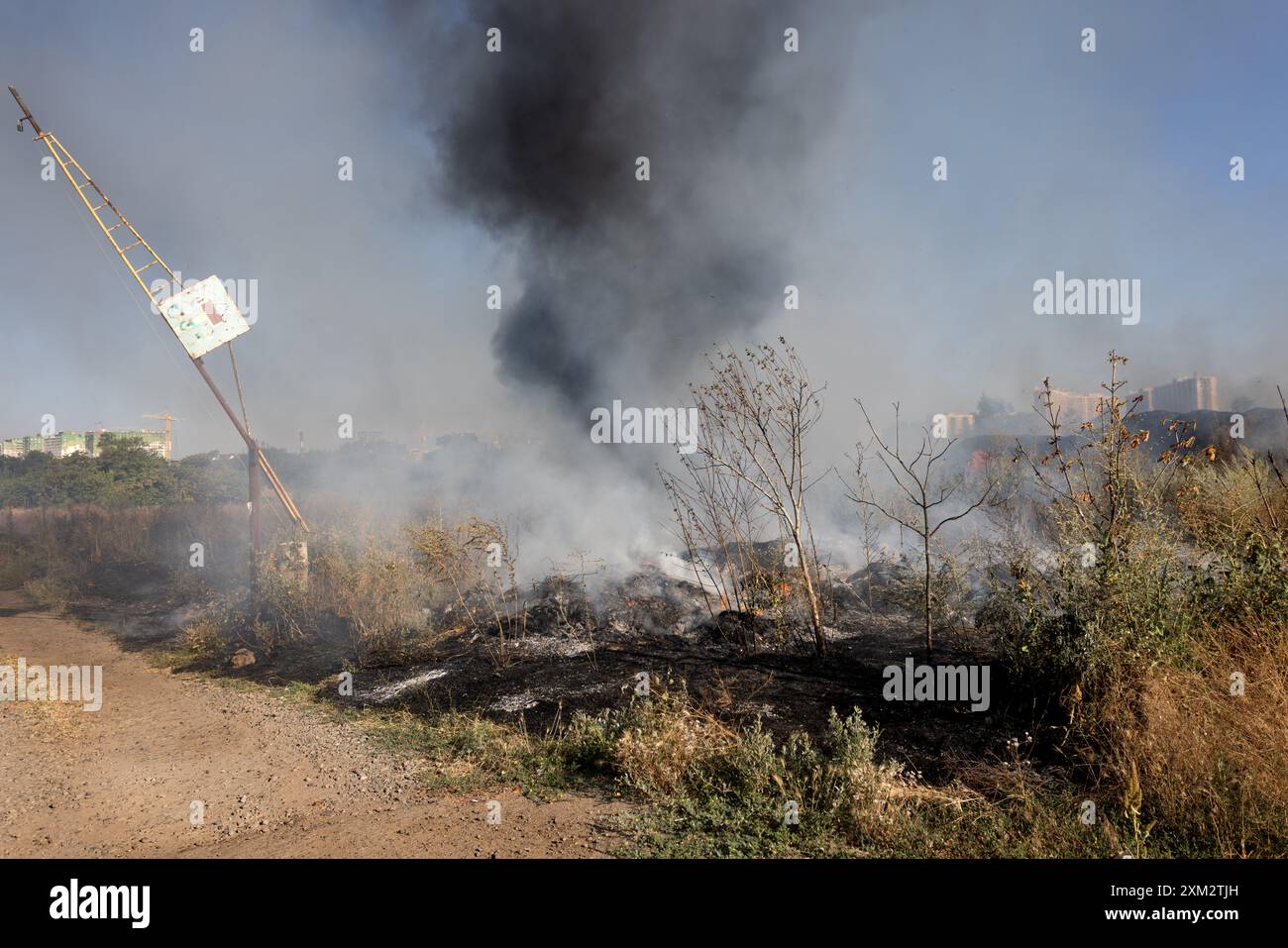 Forest and steppe fires dry completely destroy the fields and steppes ...