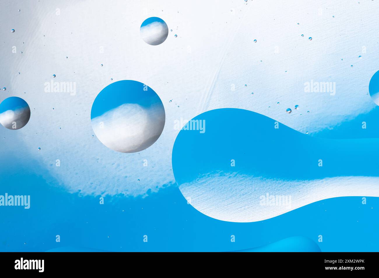 Mental background with round and smooth lines on blue and white ...