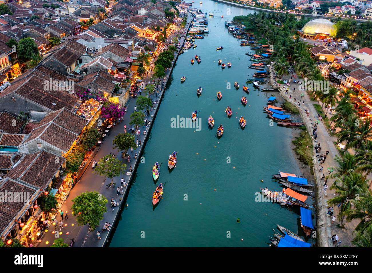 Aerial drone view of Hoi An city, Vietnam. Ancient town, UNESCO world ...