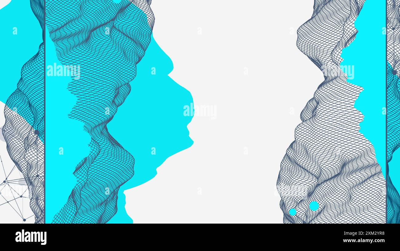 Abstract wireframe mountain background. Modern science or technology ...