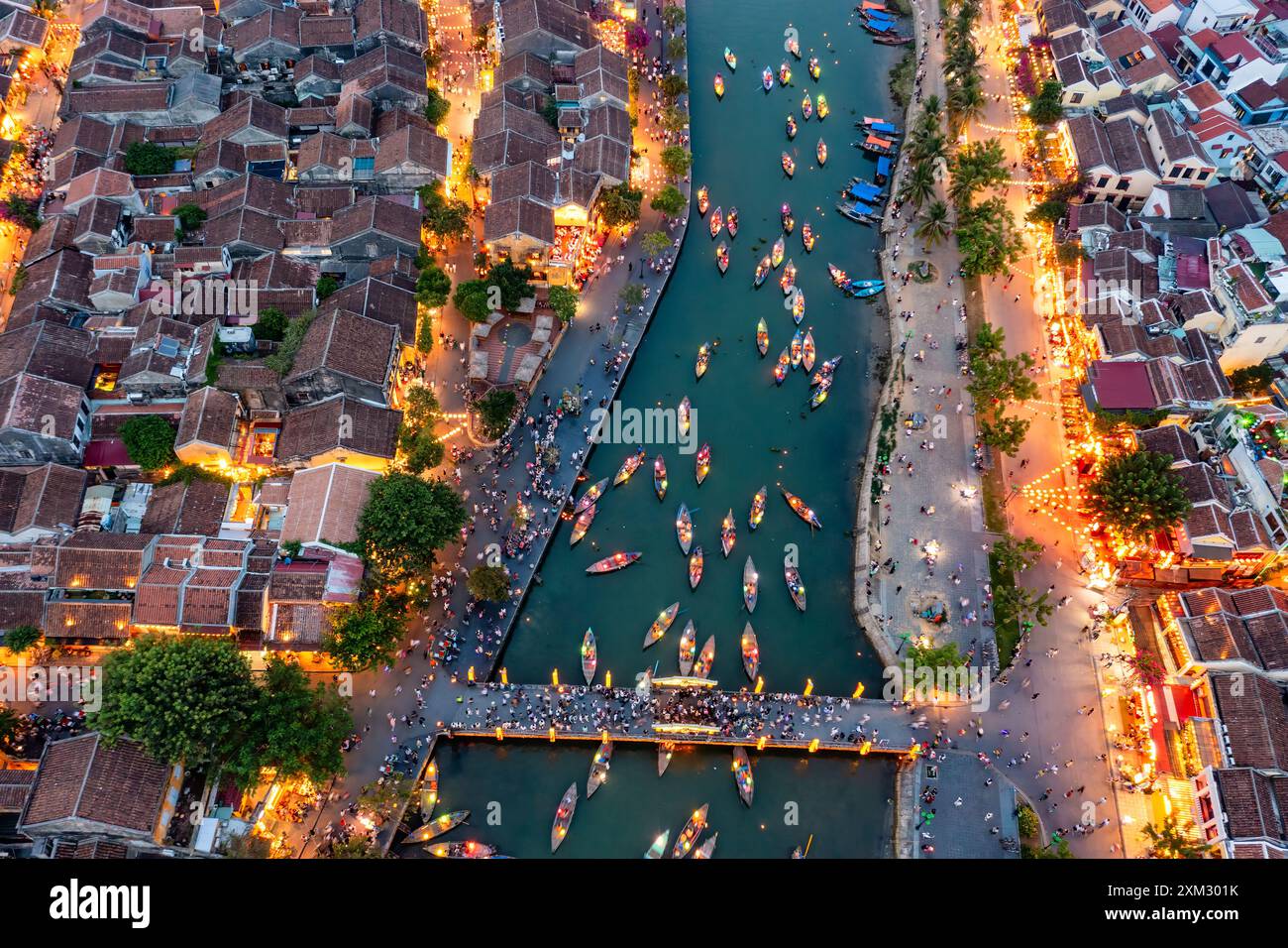 Aerial drone view of Hoi An city, Vietnam. Ancient town, UNESCO world ...