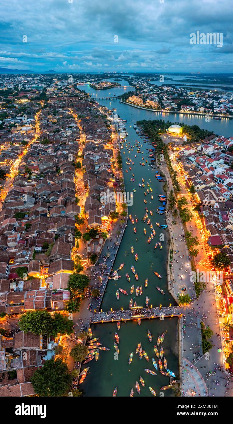 Aerial drone view of Hoi An city, Vietnam. Ancient town, UNESCO world ...