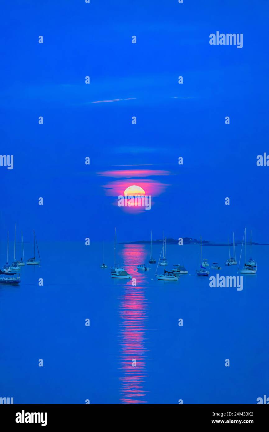 Full Buck Moon Rising and Reflecting in the Water in the Channel ...