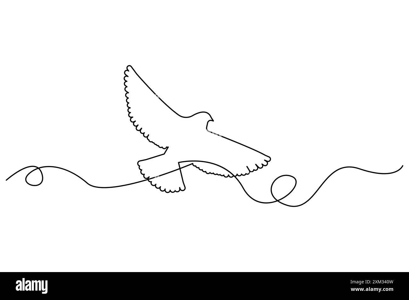 Continuous line dove. Simple flying bird outline. Minimalistic black ...