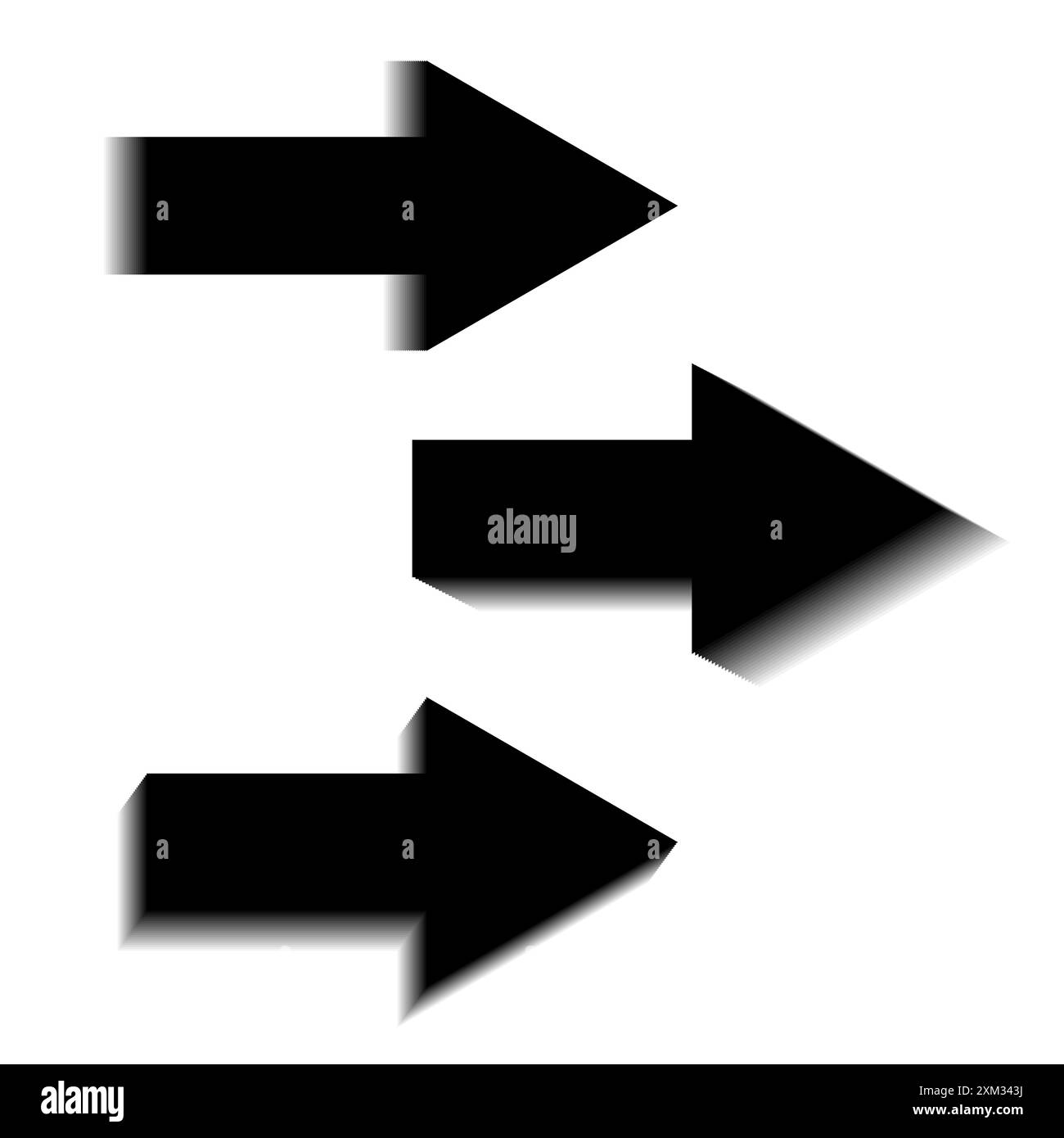 Arrow icons with shadows. Directional vector symbols. Bold black shapes ...