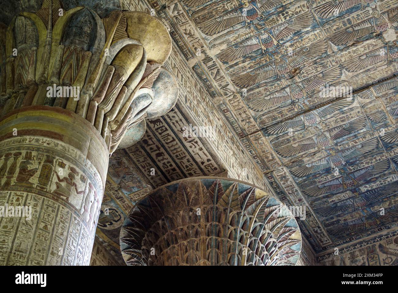 Columns within the Hypostyle Hall at the Temple Of Khnum at Esna, Egypt ...