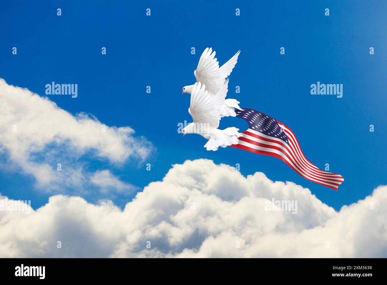 American Flag And Peace Doves Dove Against US Flag Backdrop GoodSalt