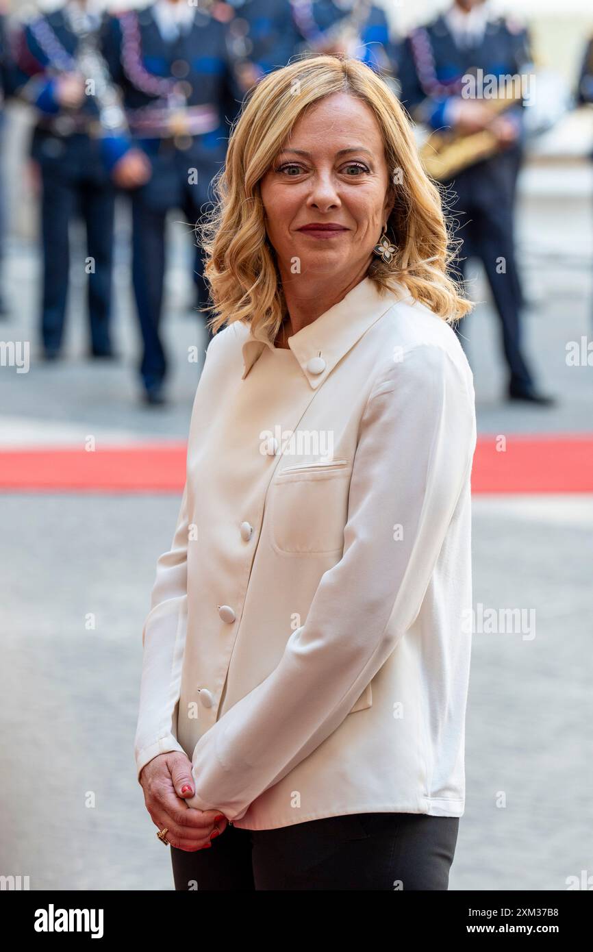 Rome, Italy - 25 Jul 2024 Italian Prime Minister, Giorgia Meloni awaits ...