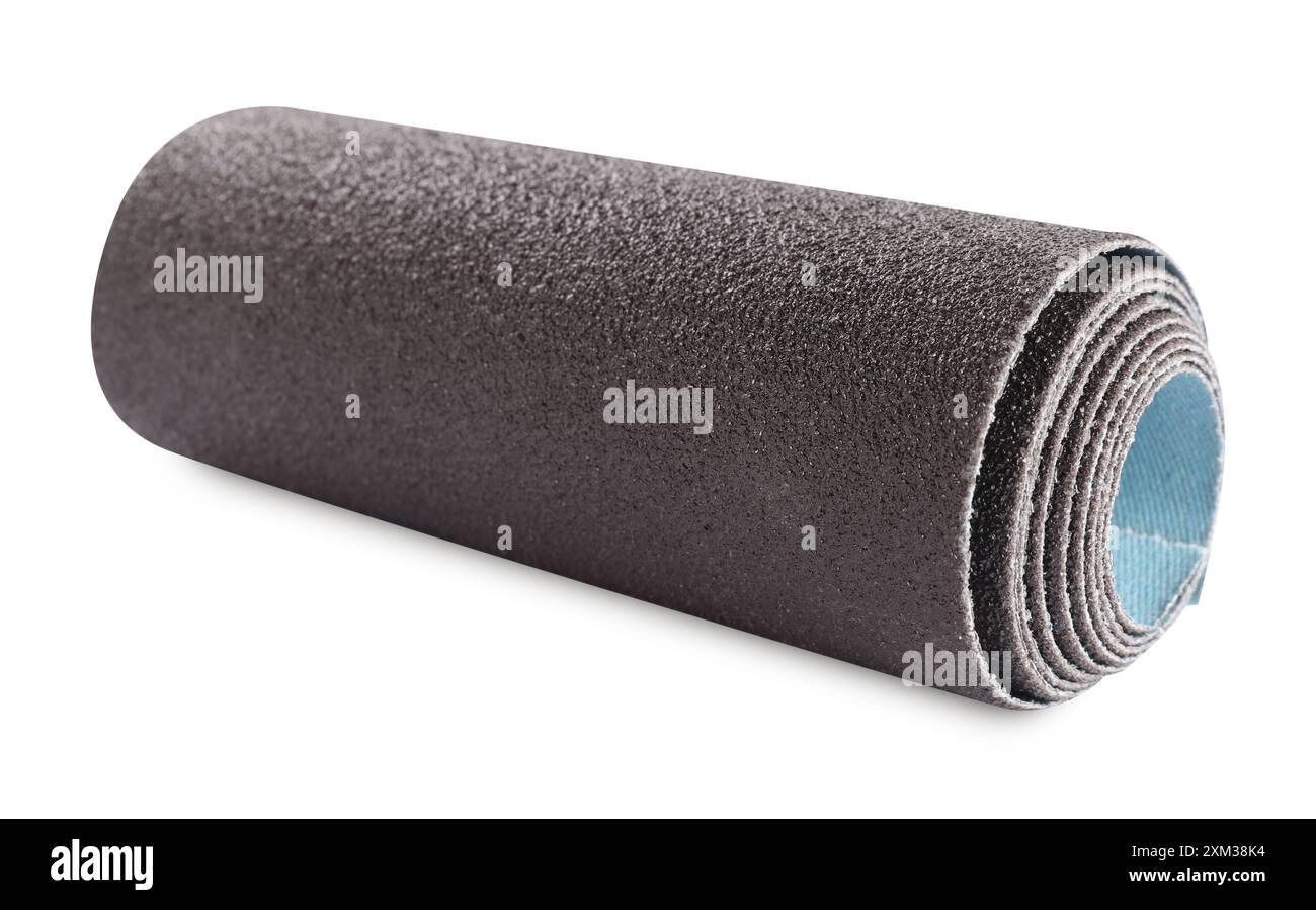 Rolled sheet of sandpaper isolated on white Stock Photo - Alamy