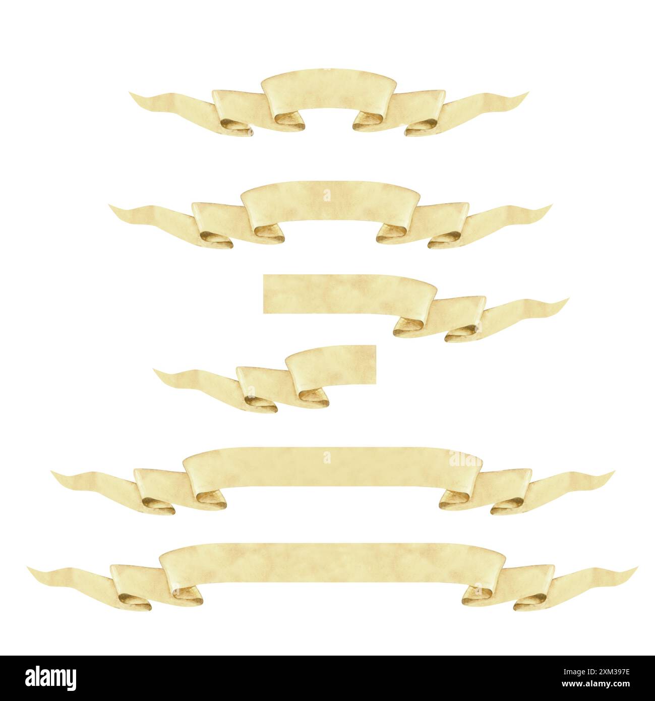 Watercolor blank beige paper banner ribbon for decorative text design ...