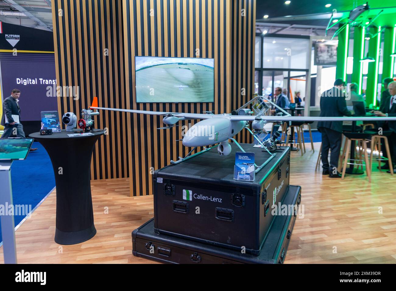 Callen Lenz stand at the Farnborough International Airshow, UK. Koios ...