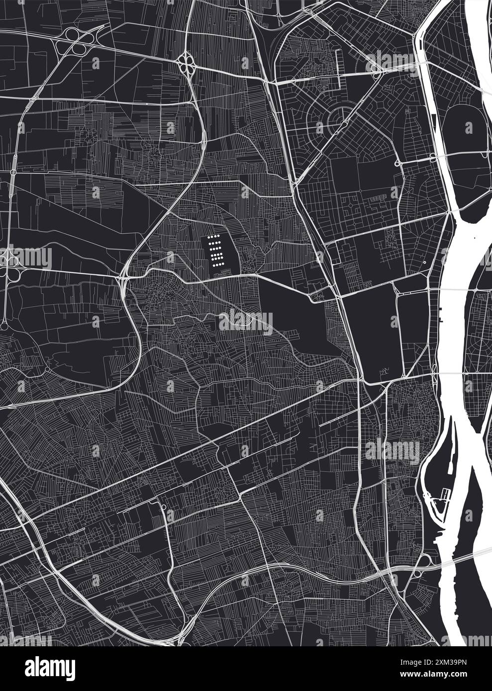 Map of Giza, Egypt. Detailed city vector map, metropolitan area. Black ...