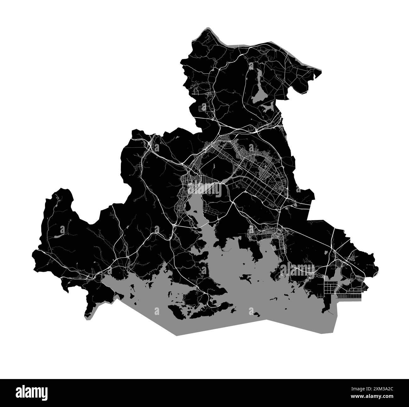 Map of Changwon, South Korea. Detailed city vector map, metropolitan ...