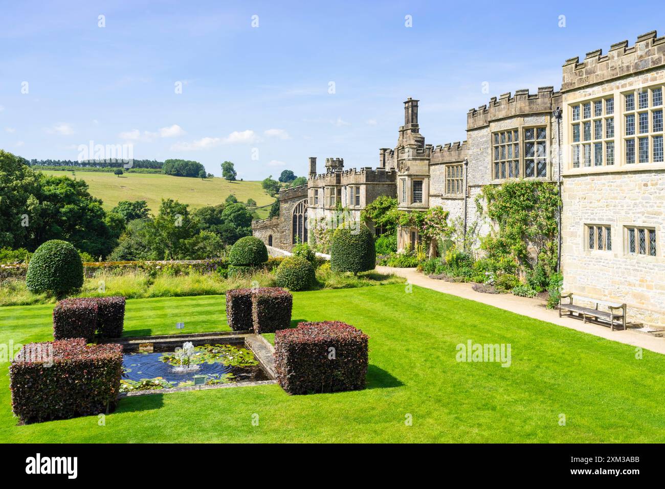 Haddon Hall Derbyshire - Haddon Hall gardens and rear view of the manor ...