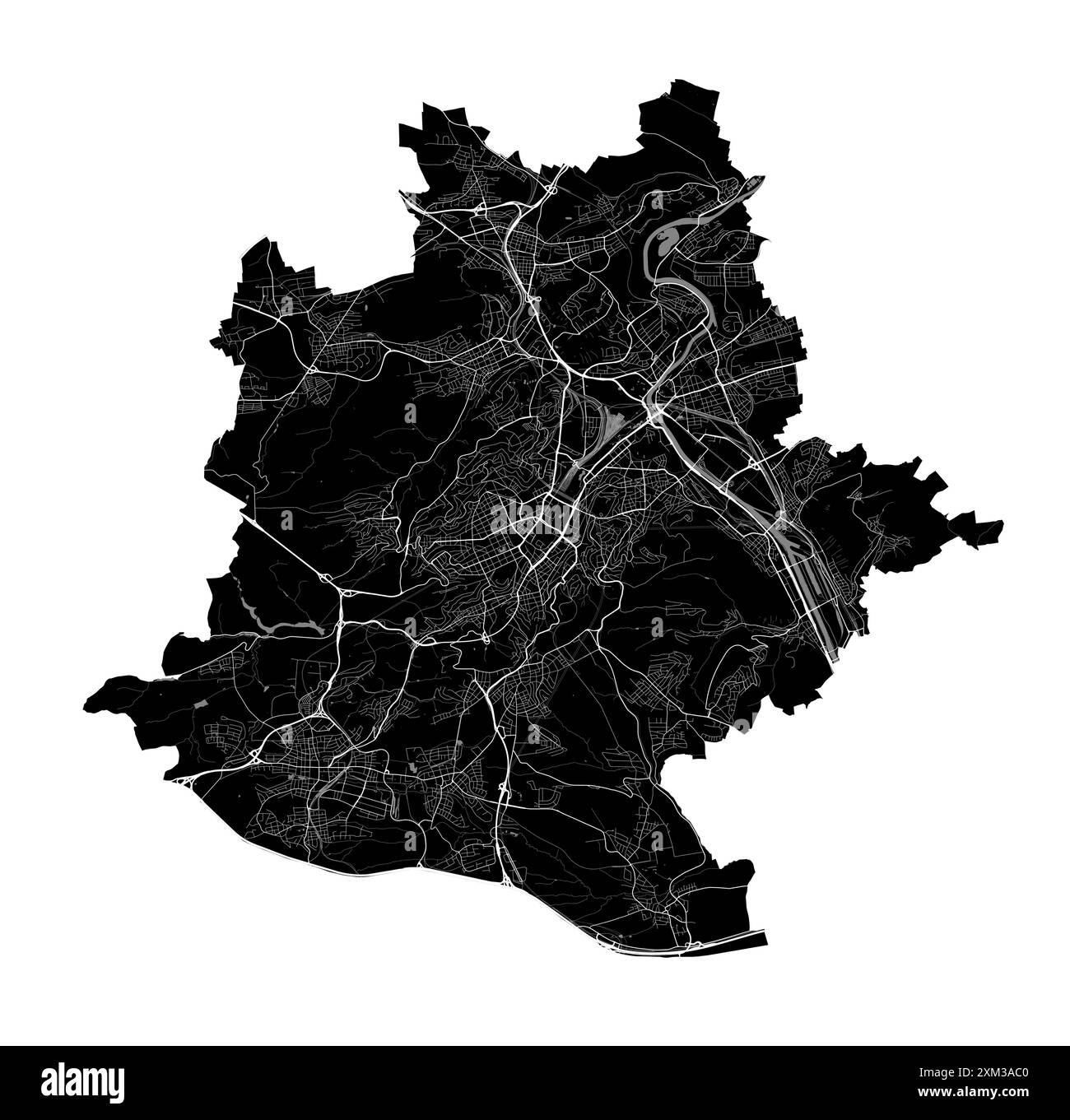 Map of Stuttgart, Germany. Detailed city vector map, metropolitan area ...
