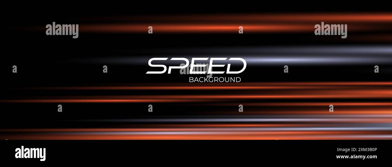 Speed illuminated traffic lanes. Black and orange modern abstract ...