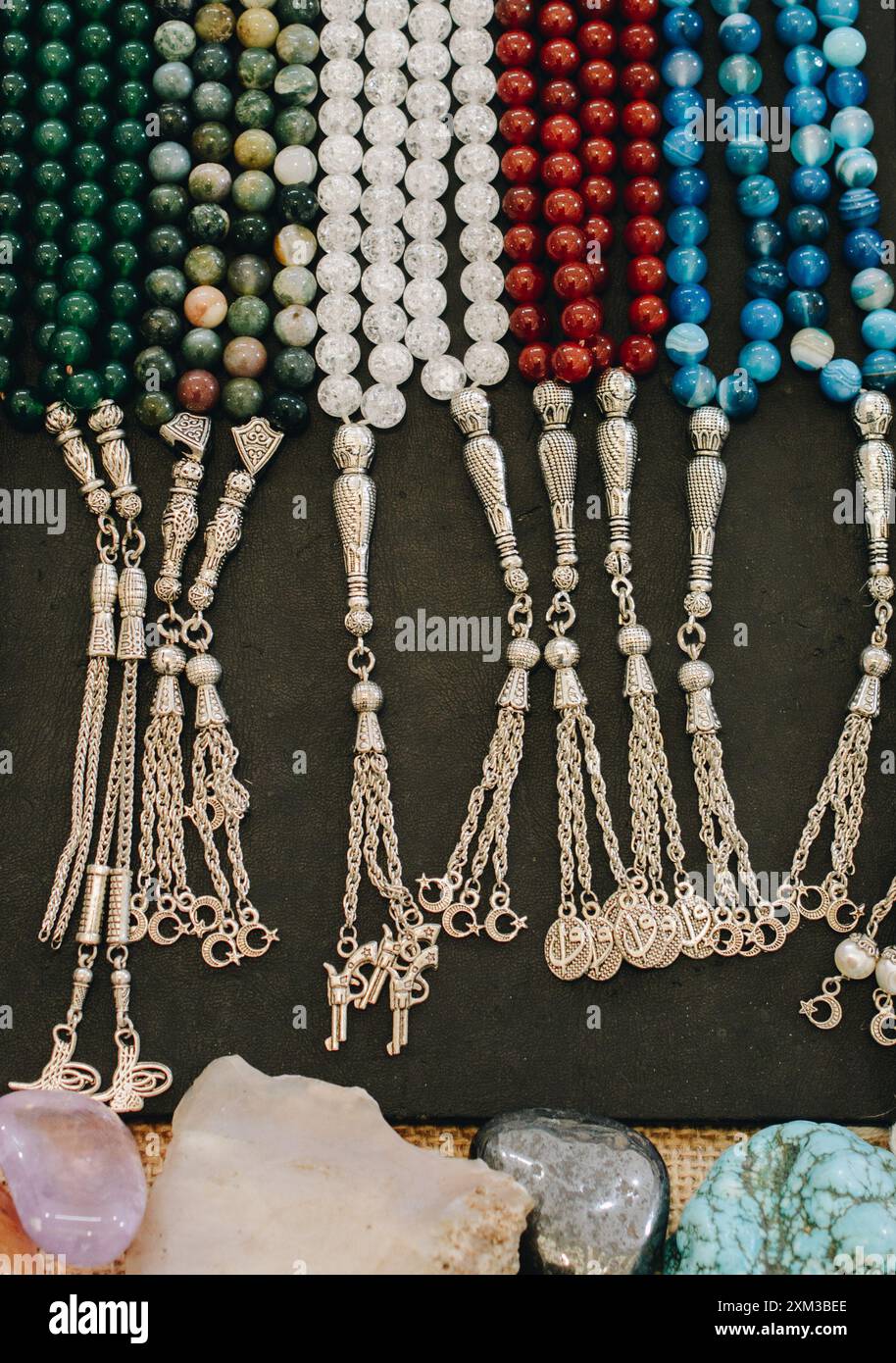 Set of praying beads of various colors and semi precious stones Stock ...