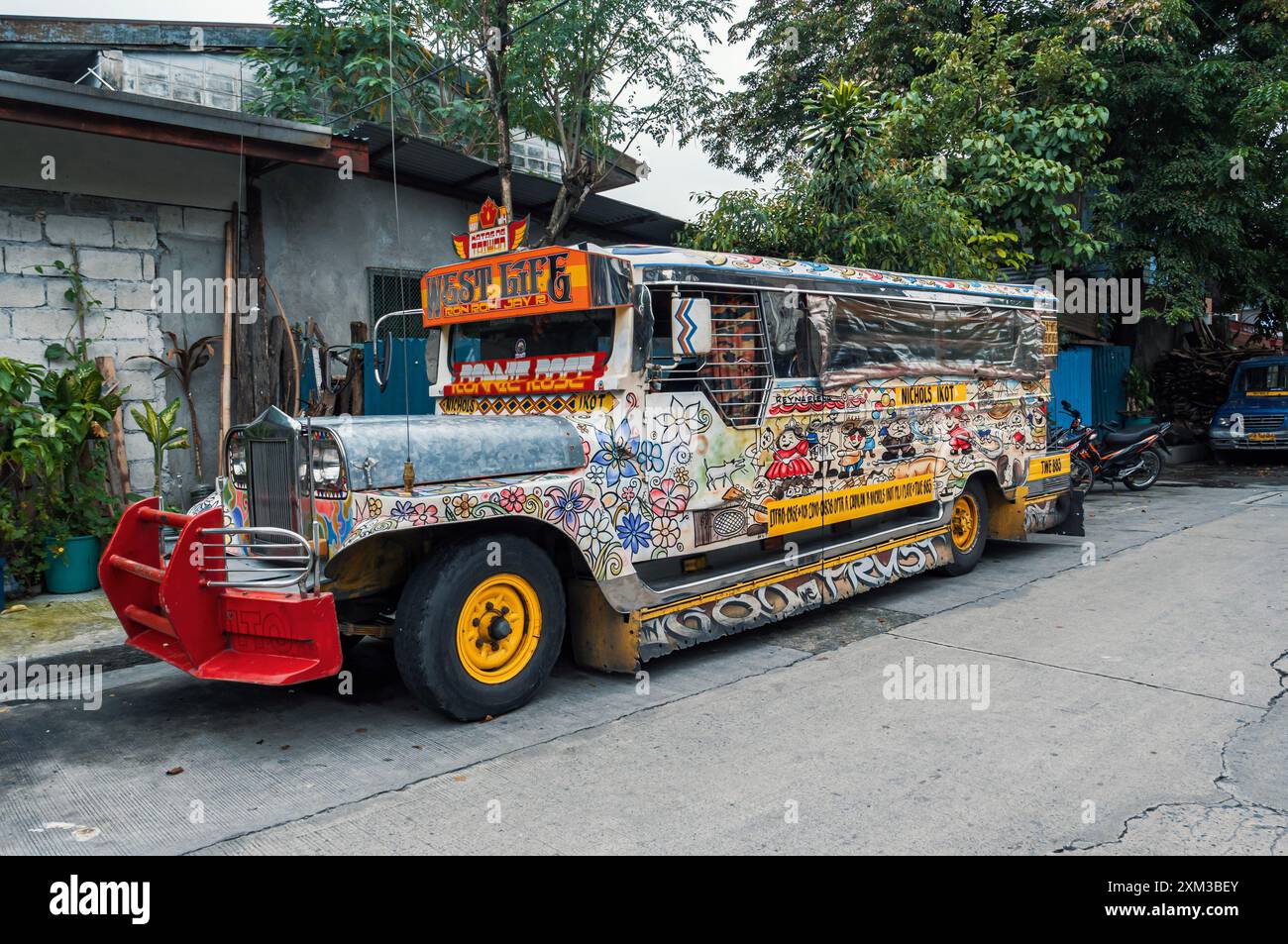 Manila, Philippines - August 27, 2019: Colorful jeepney parked on a ...