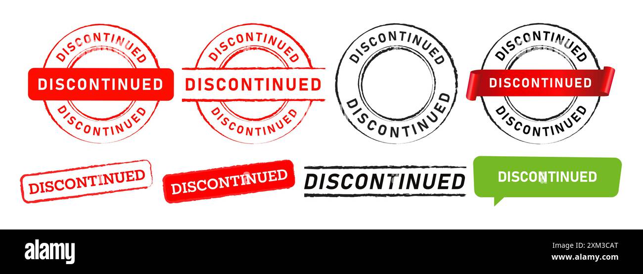 discontinued sign rubber stamp and speech bubble for end stop ...