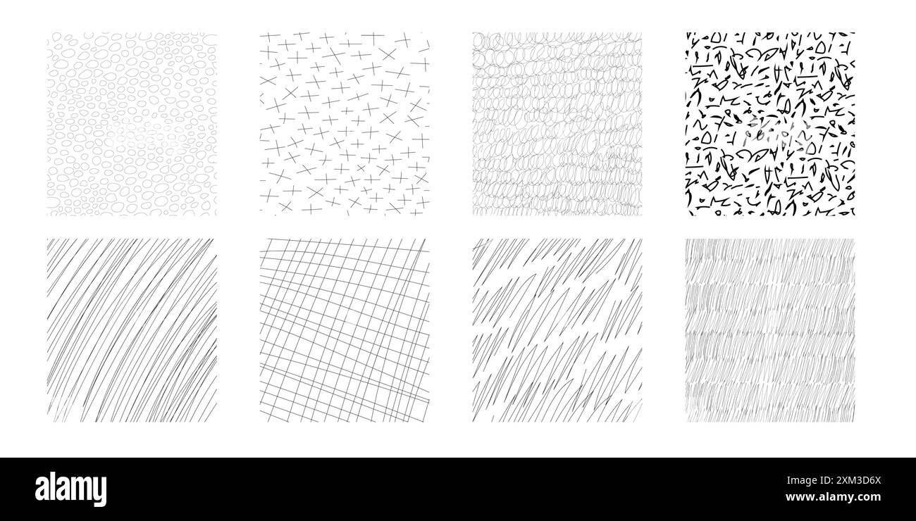Textures set, collection hand drawn abstract monochrome brush marks ...