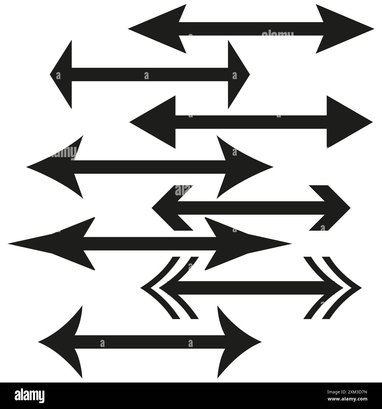 Vector arrow set. Diverse arrow designs. Black directional icons. Horizontal and curved styles ...