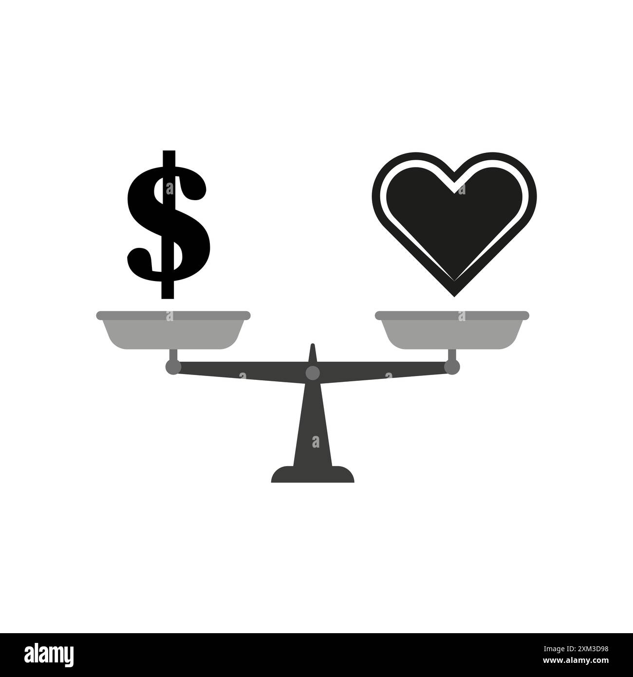 Love vs Money Scale. Balance Heart Dollar. Financial Choice Symbol ...