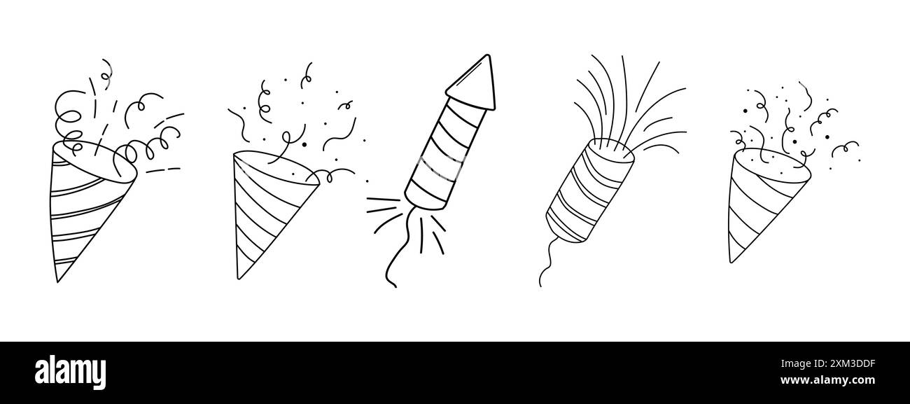 Fireworks and rocket, salute with burst, light and festive explosions ...