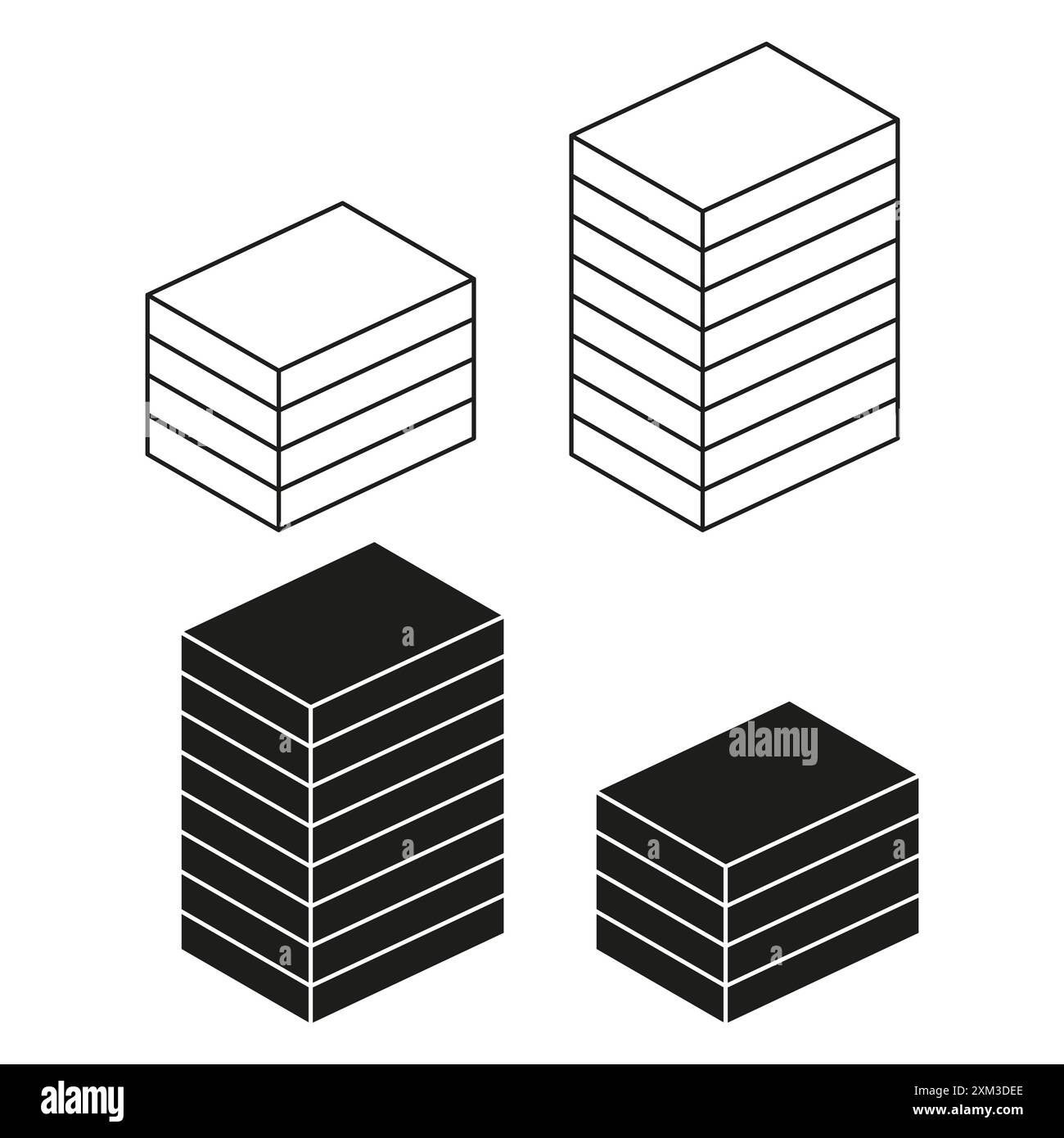 Stacked Cubes Icons Black And White Geometric Shapes Vector Illustration Stock Vector Image