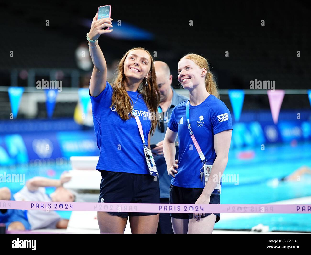 Great Britain's Laura Stephens and Medi Harris (left) during a training ...
