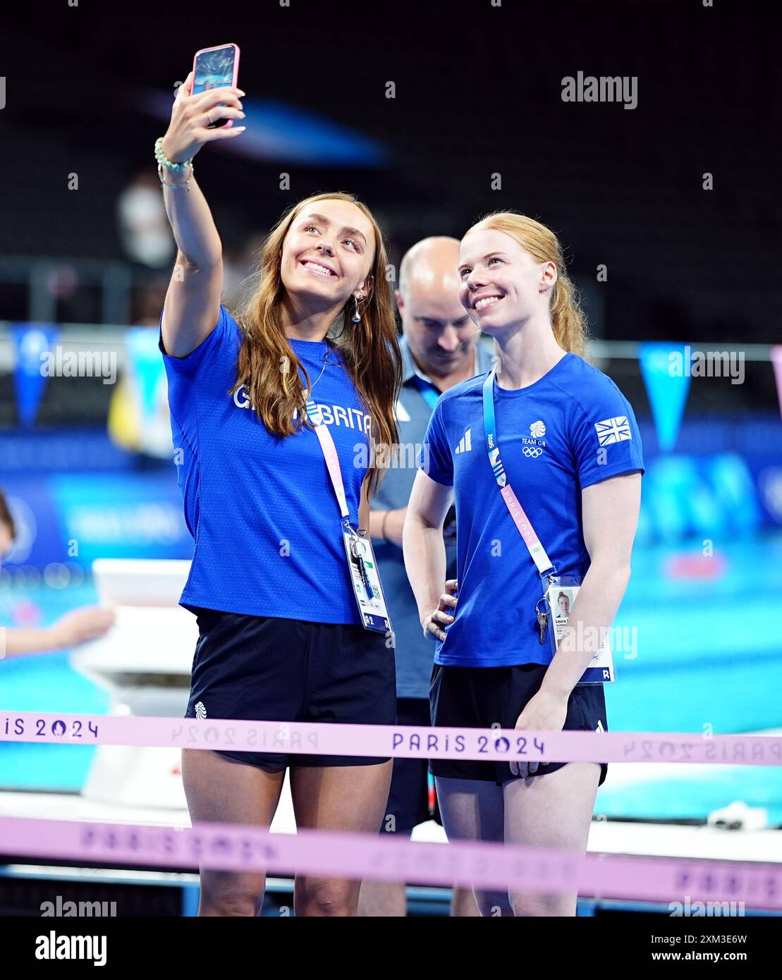 Great Britain's Laura Stephens and Medi Harris (left) during a training ...